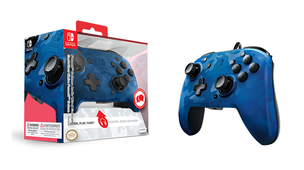 Nintendo Switch Faceoff Deluxe Controller + Audio Camo Blue