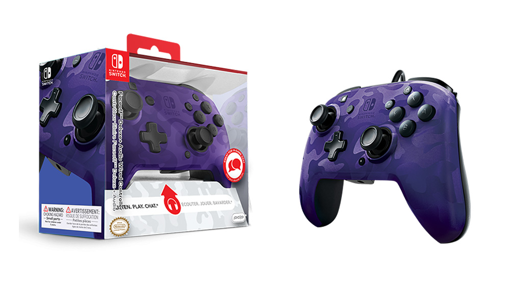 Nintendo Switch Faceoff Deluxe Controller + Audio Camo Purple