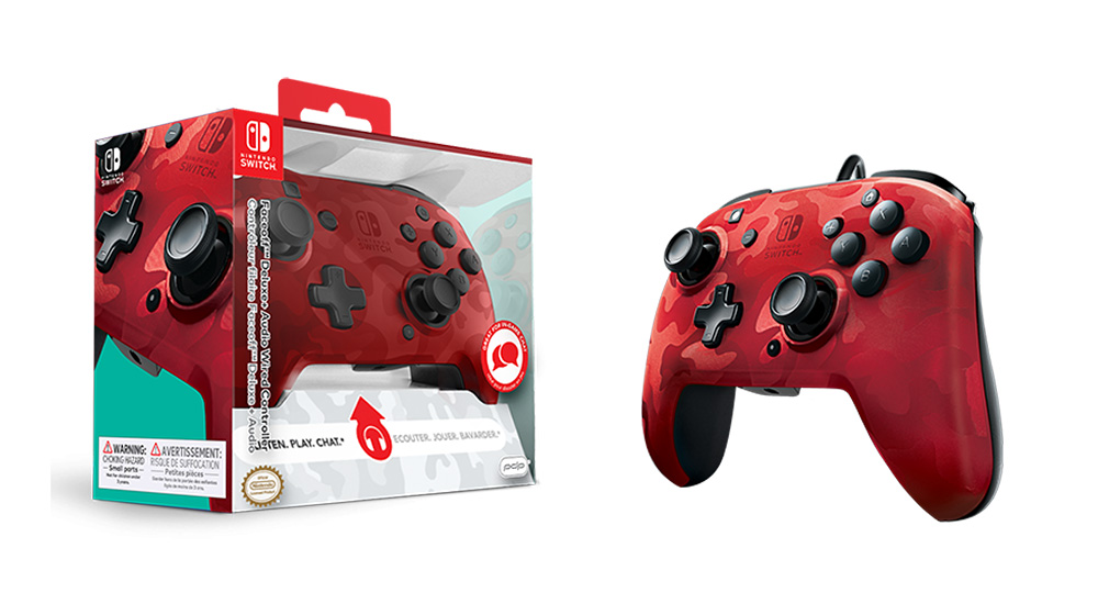 Nintendo Switch Faceoff Deluxe Controller + Audio Camo Red