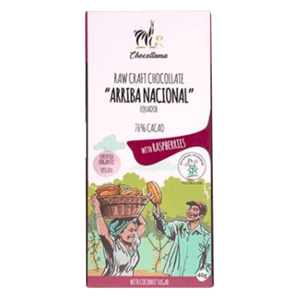 Chocollama 76% crna čokolada od Arriba Nacional kakaoa sa malinama-40g