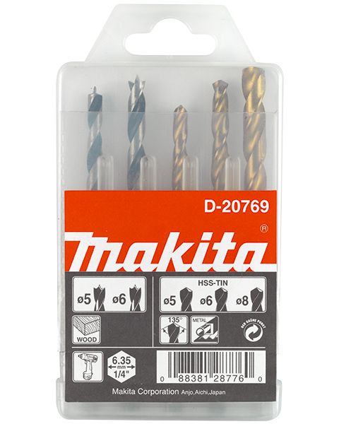 Makita 5 kom burgija, za metal-drvo 1/4 šestougaoni prihvat D-20769