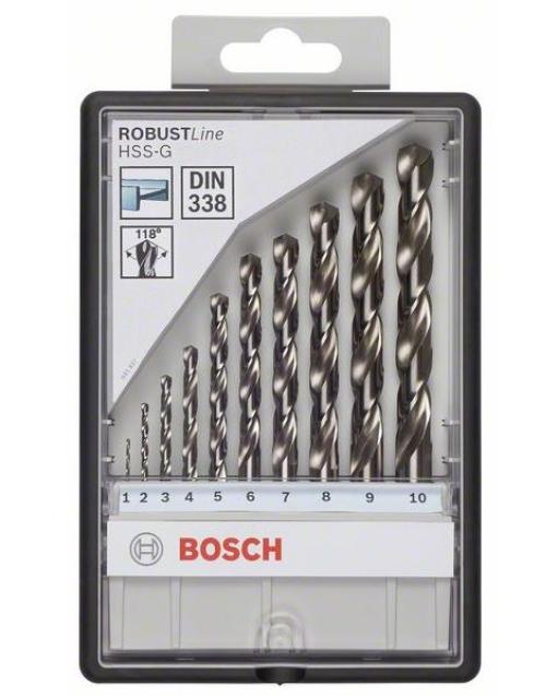 Bosch 10-delni Robust Line set burgija za metal HSS-G, 118° 1, 2, 3, 4, 5, 6, 7, 8, 9, 10 mm, 118°