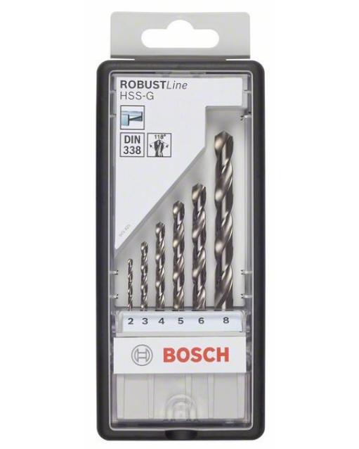 Bosch 6-delni Robust Line set burgija za metal HSS-G, 118° 2, 3, 4, 5, 6, 8 mm, 118°