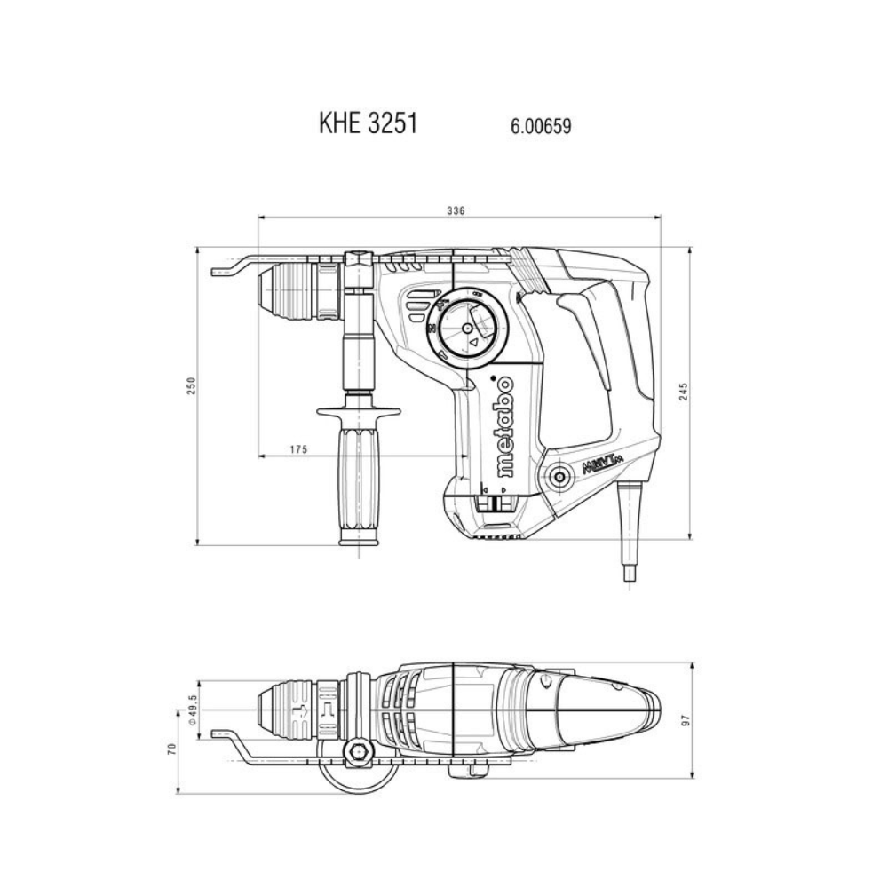 Metabo SDS-plus kombičekić KHE 3251 + stezna glava, 600659000