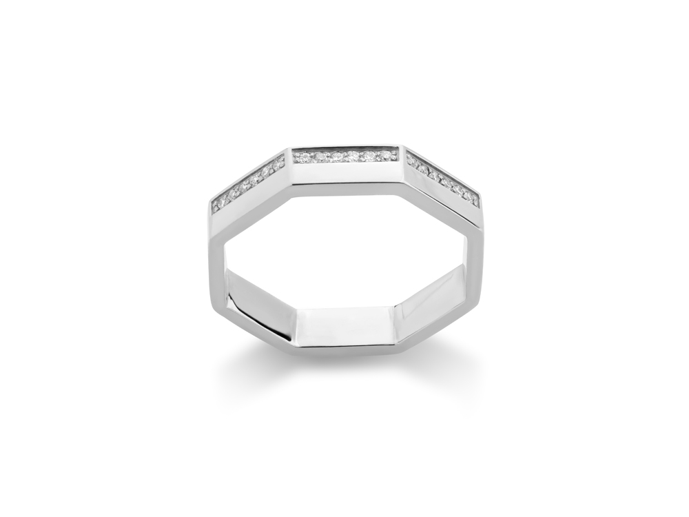 Oktagon prsten sa tankim nizom brilijanata