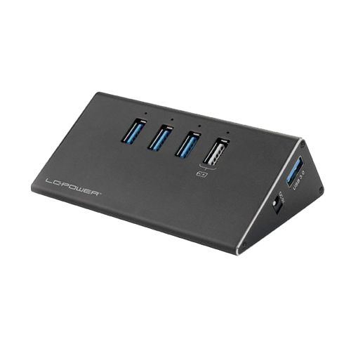 LC POWER USB 3.0 Hub 3+1-port - LC-HUB-ALU-2B-4 3x USB-A 3.0, USB 3.0 - A, Crna