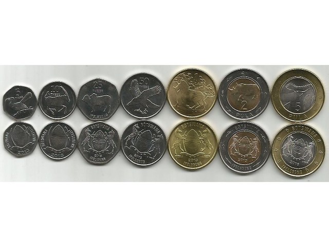 Botswana 2013/16. Kompletan set kovanica UNC