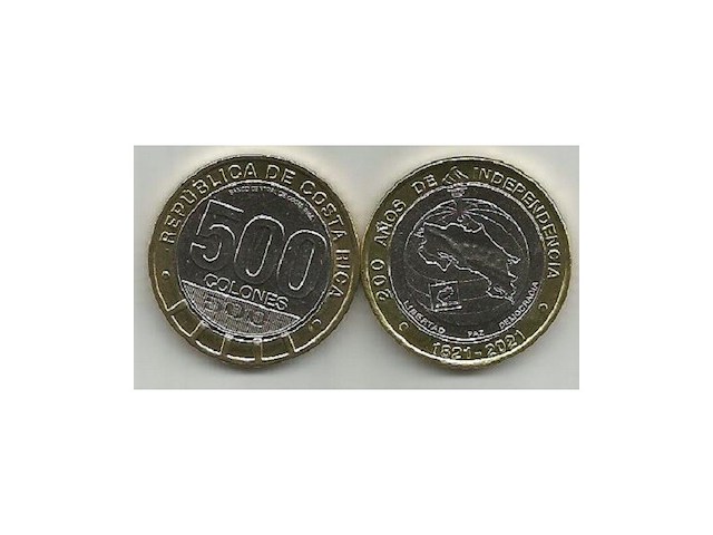 Costa Rica 500 colones 2021. UNC