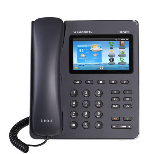 Grandstream-USA GXP-2200 Enterprise Android 6-line/6-SIP VoIP HD telefon, podrška za Skype / Google Voice / Youtube / Facebook / Twitter, 480x272 touch screen TFT i 2 x UTP porta 10/100/1000Mb/s, PoE