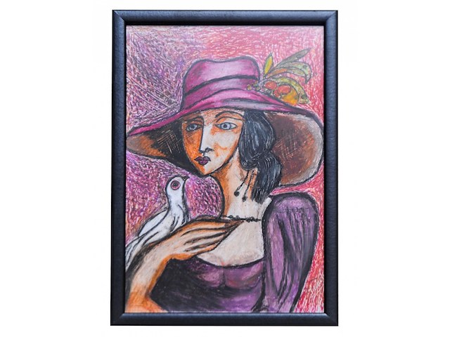 Devojka sa golubom Pastel potpisano Lumiss