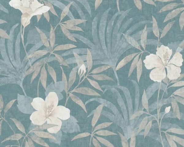 A.S. CRÉATION WALLPAPER «GRAPHICS, FLORAL, BEIGE, BLUE» 380285