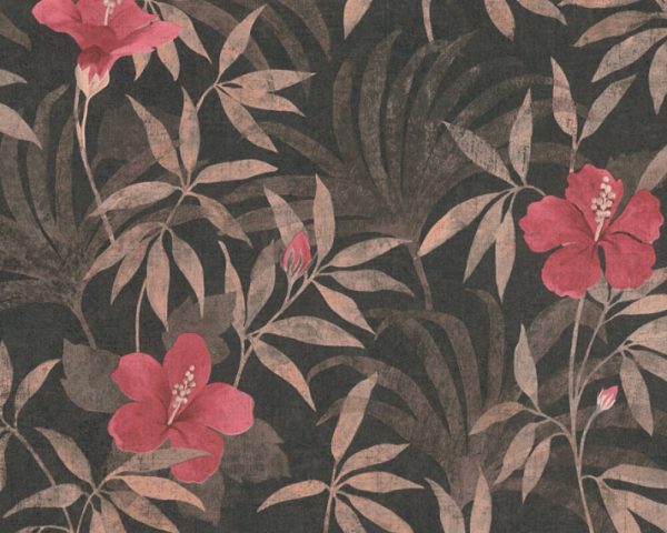 A.S. CRÉATION WALLPAPER «GRAPHICS, FLORAL, BLACK, BROWN, RED» 380283