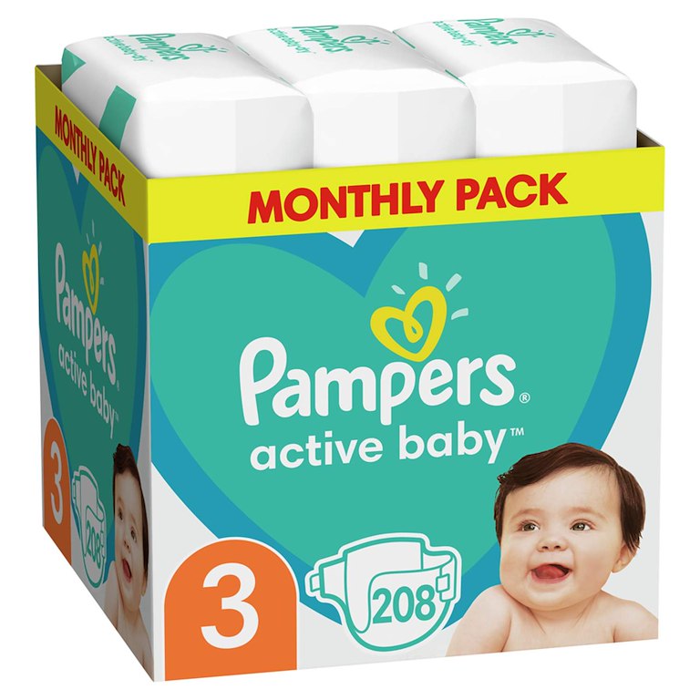 Pampers pelene active baby s3 1x208 msb pakovanje pampers