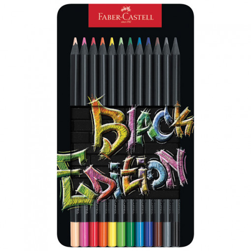 Drvene bojice Black edition metalna kutija Faber Castell 1/12