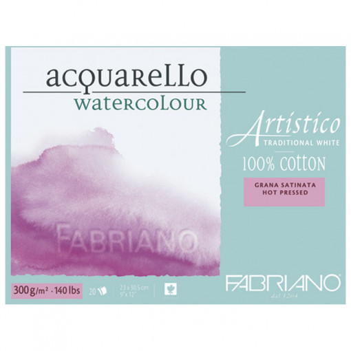 Blok Watercolour Artistico trad.R.23x30,5cm 20L 300g (hot pressed/g.satinata) Fabriano 19002330