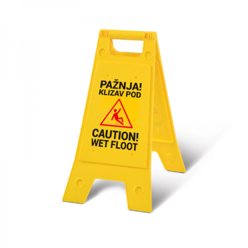 Znak „PAŽNJA! KLIZAV POD“ / „CAUTION! WET FLOOR“, dimenzije 60X30 cm