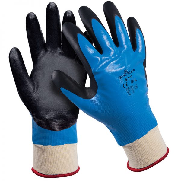 Showa 477 - zimske postavljene rukavice od poliestera i najlona, duplomočene u nitril