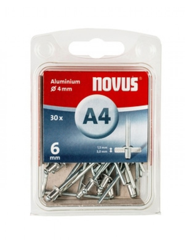 Novus Pop nitne aluminijumske A4 x 6mm 30kom, 0450023