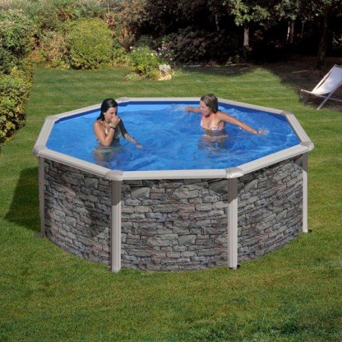 Okrugli montažni bazen Cerdena Stone SET 350x120 cm