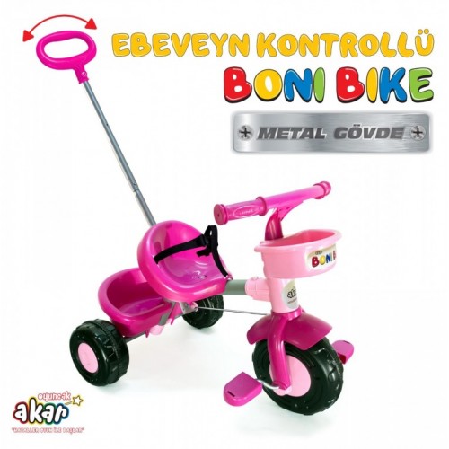 Tricikl Boni sa ručkom roze 394076