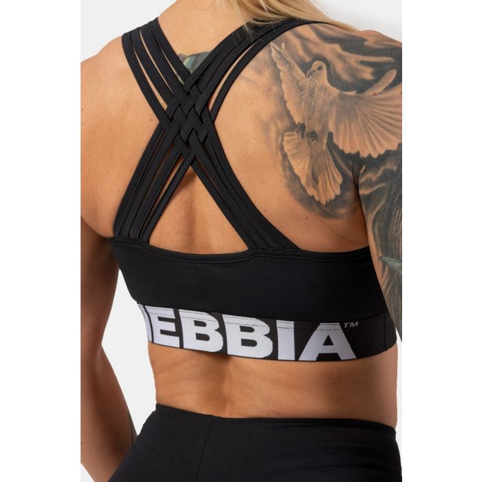 Sportski grudnjak Medium Impact Cross Back Black - NEBBIA