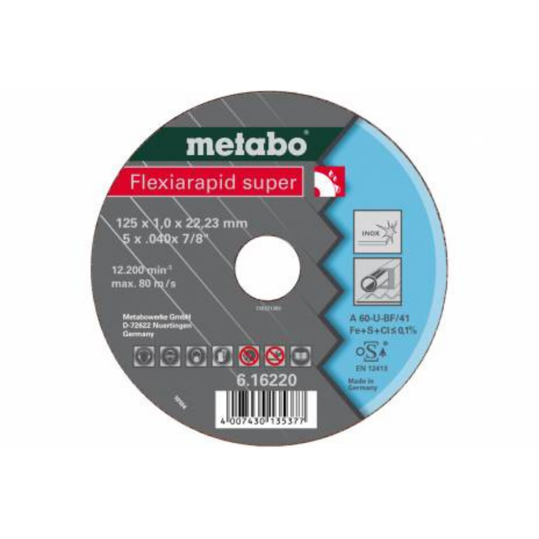 Metabo Rezna ploča “Flexiarapid Super” za inox A 60-U 115 x 0,8 x 22,23 mm, 616208000