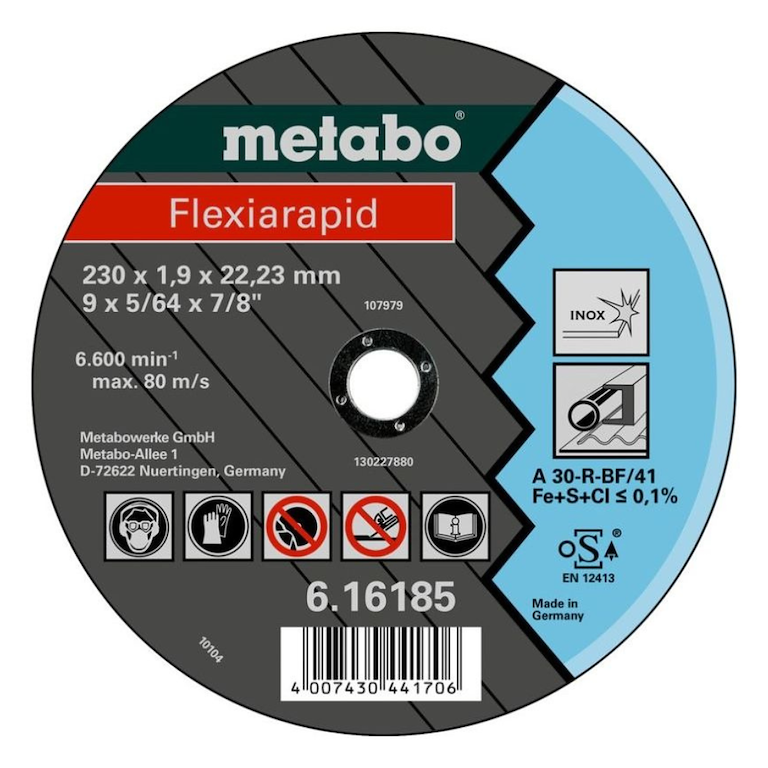 Metabo Rezna ploča “Flexiarapid” za inox A 30-R, 230 x 1,9 x 22,23 mm, 616185000