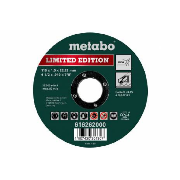 Metabo – Rezna ploča „Limited Edition“ za čelik/inox A 60-T 115 x 1 x 22,23 mm – 616262000