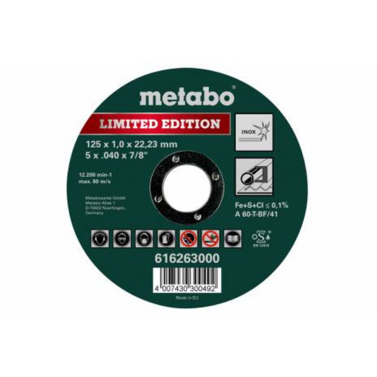 Metabo Rezna ploča “Limited Edition” za čelik/inox A 60-T 125 x 1 x 22,23 mm, 616263000