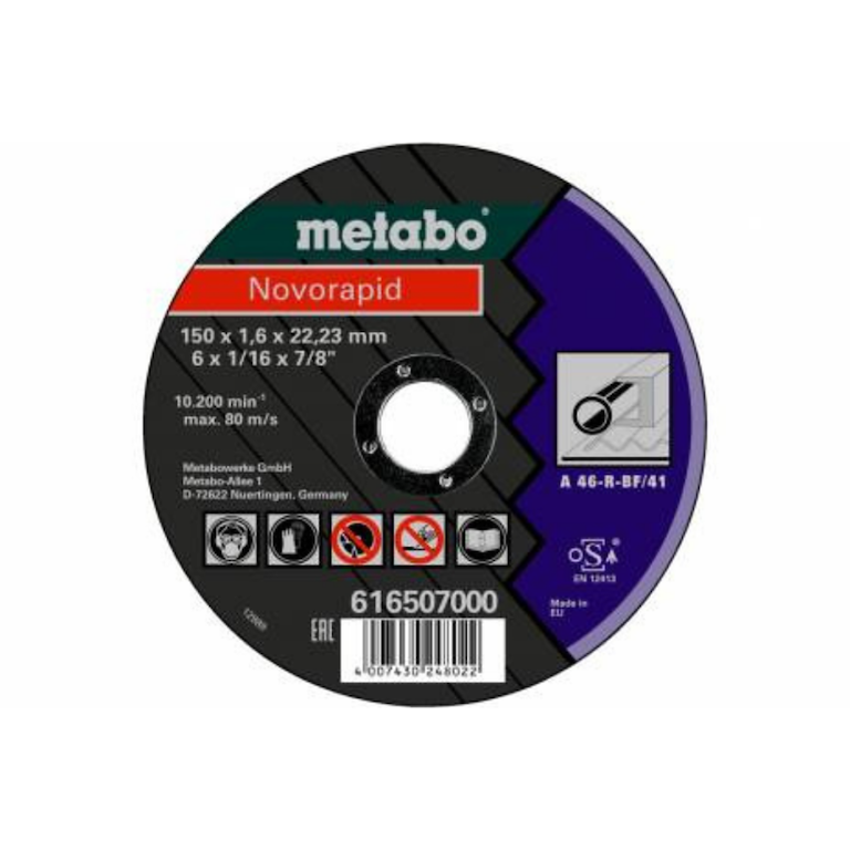 Metabo – Rezna ploča „Novorapid“ za čelik A 46-R 150 x 1,6 x 22,23 mm – 616507000