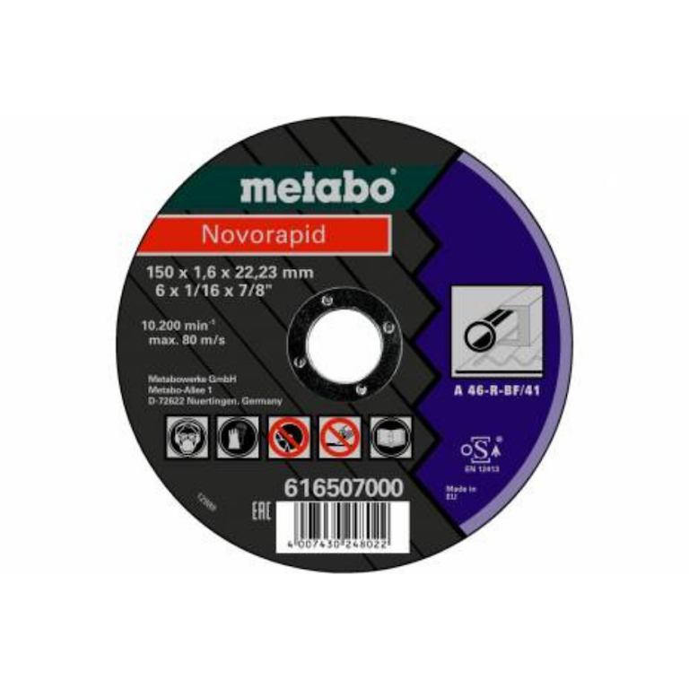 Metabo Rezna ploča “Novorapid” za čelik A 46-R 150 x 1,6 x 22,23 mm, 616507000