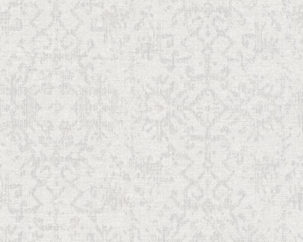 LIVINGWALLS WALLPAPER «COTTAGE, METALLIC, SILVER, WHITE» 385215