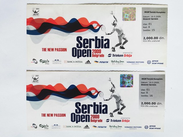 Ulaznica : Serbia Open 2009 - dve ulaznice