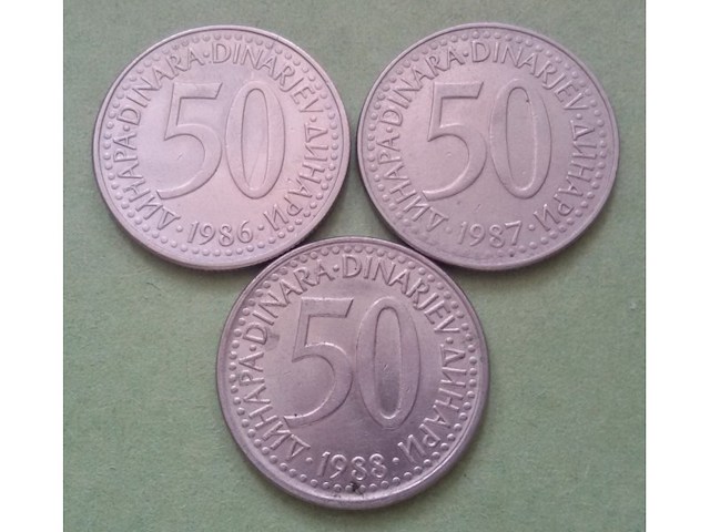 50 dinara lot 1986-88