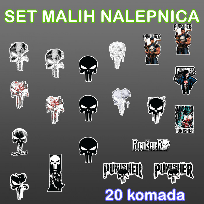 PUNISHER SET MALIH NALEPNICA - 20KOM