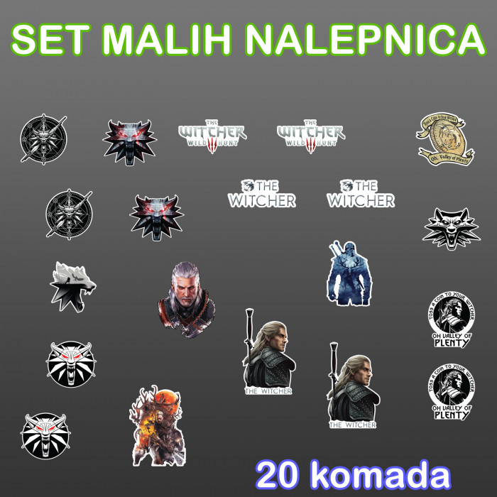 THE WITCHER SET MALIH NALEPNICA - 20KOM