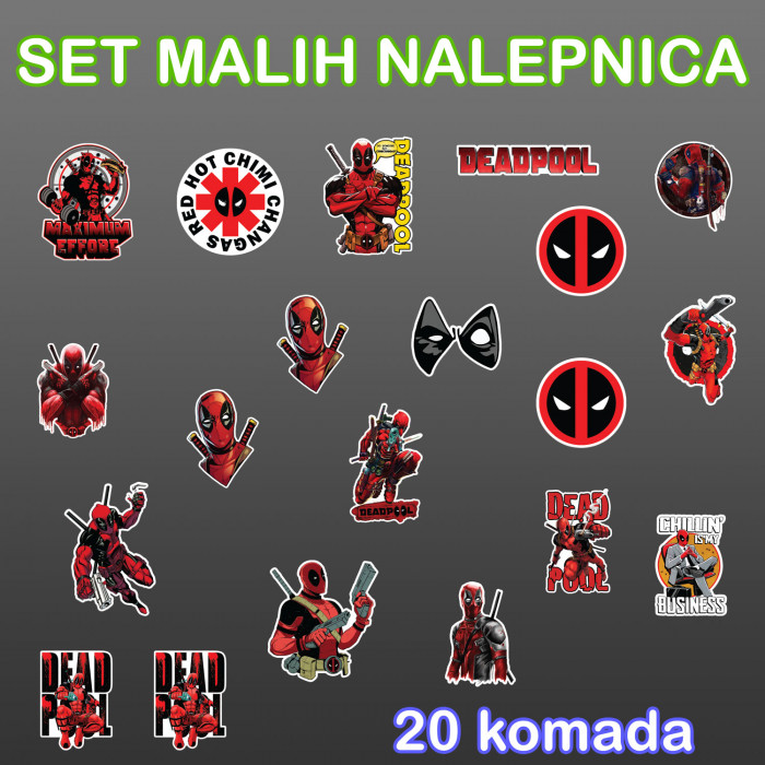 DEADPOOL SET MALIH NALEPNICA - 20KOM