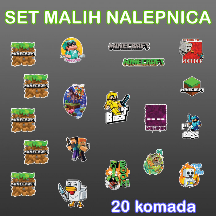 MINECRAFT SET MALIH NALEPNICA - 20KOM