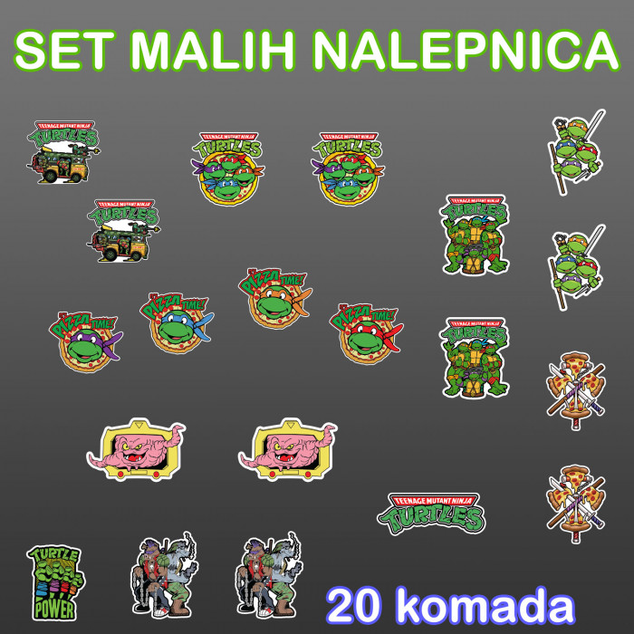 NINDŽA KORNJAČE SET MALIH NALEPNICA - 20KOM