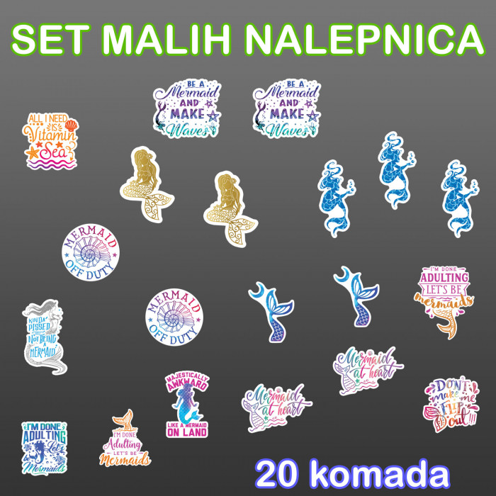 MERMAID - SIRENE SET MALIH NALEPNICA - 20KOM