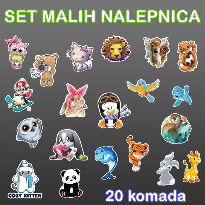 SLATKE ŽIVOTINJE SET MALIH NALEPNICA - 20KOM