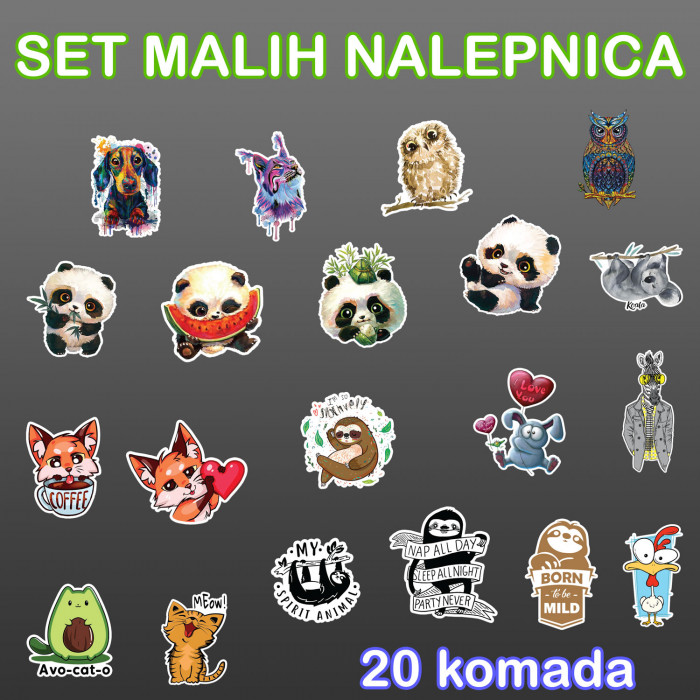 SLATKE ŽIVOTINJICE SET MALIH NALEPNICA - 20KOM