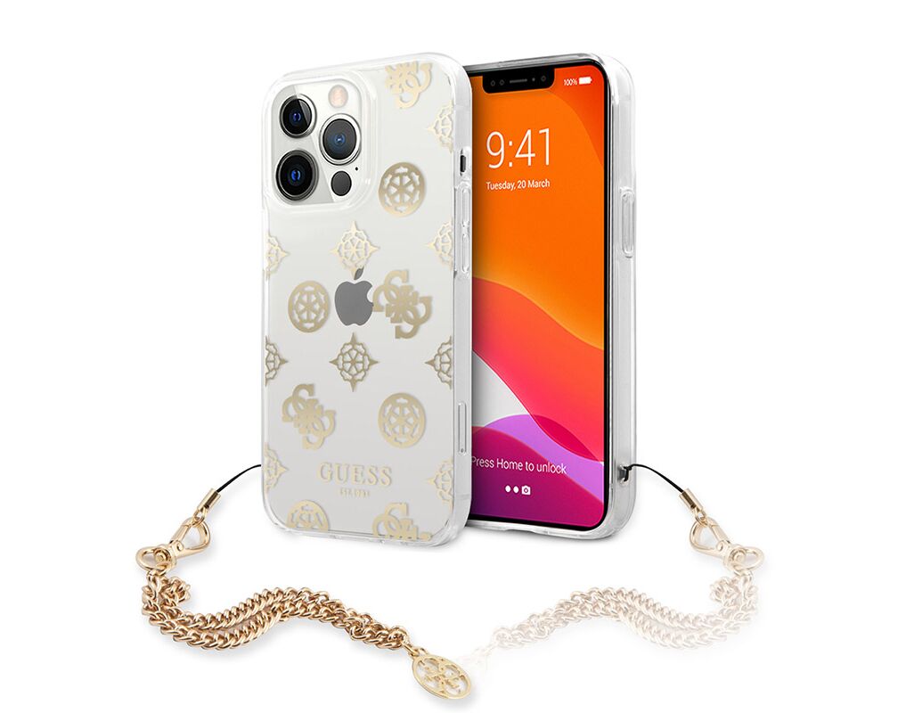 Futrola Guess Hc Pc Chain Handle Peony - iPhone 13 Pro zlatna (GUHCP13LKSPEGO)