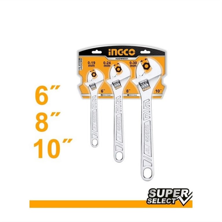 Ingco 3-delni set podesivih ključeva HADWK031