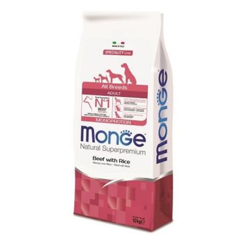 Monge Adult All Breeds Monoprotein Govedina i Pirinač, hrana za odrasle pse 12 kg