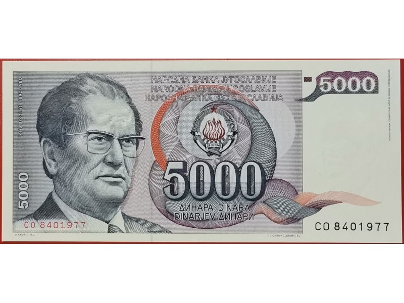 5.000 DINARA 1985 UNC.