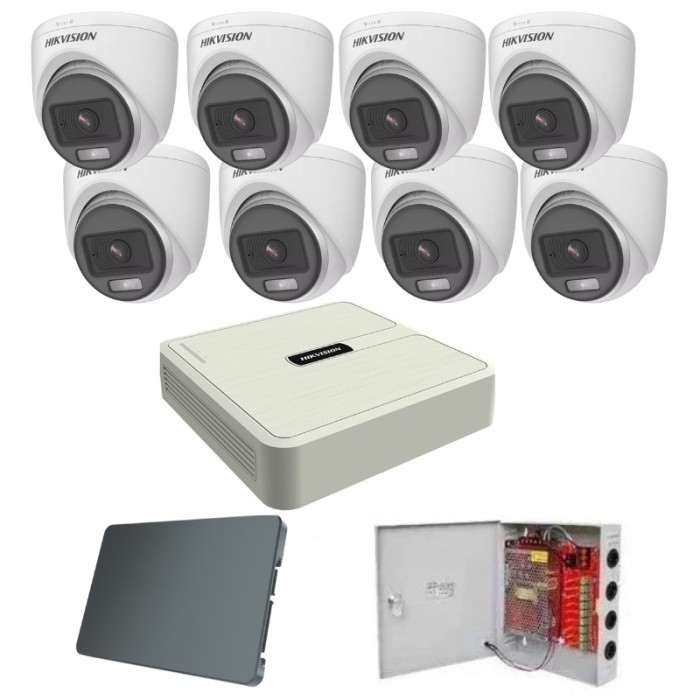 HikVision ColorVu komplet 8 dome kamera 2Mpix