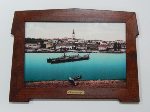 Suvenir SLIKA, stari drveni ram, 13x9 cm, foto print, Beograd - Sava
