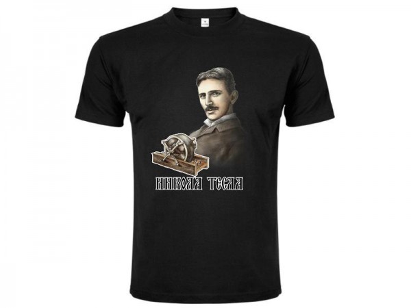 Suvenir MAJICA, tekstil, Master, crna, Nikola Tesla