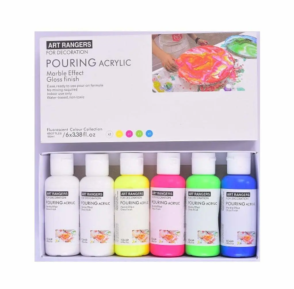 ART RANGER Set akrilnih boja Pouring Fluo 6/1 6x100 ml PMA06100F-1